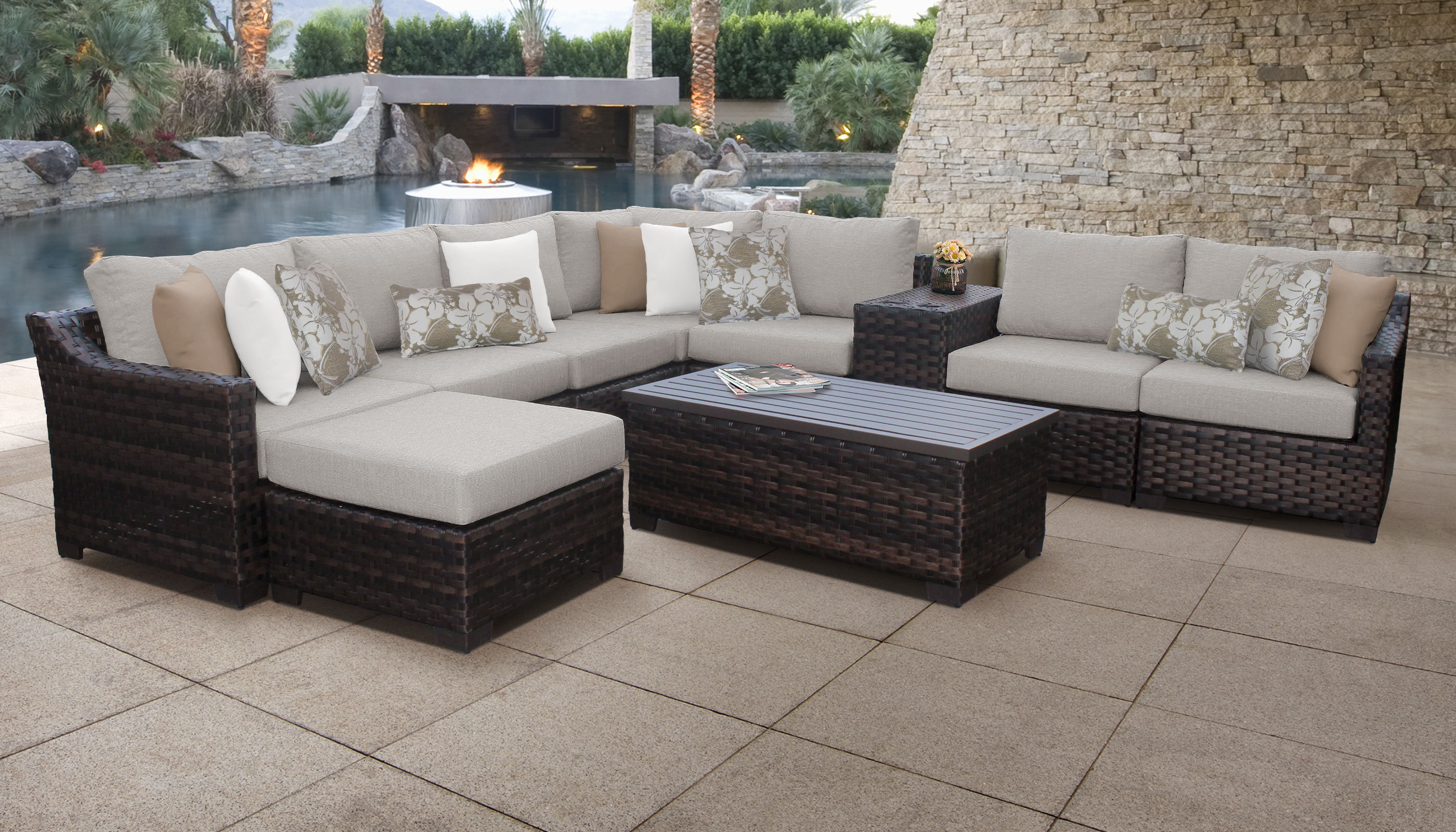 River brook patio sectional with cushions store